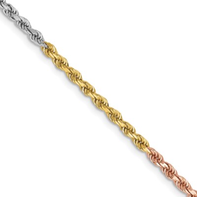 14K Tri-color Gold 2.5mm Rope Chain Necklace 18" Gift for Mother | eBay