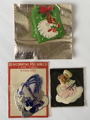 Vintage Christmas Angel Seals Kaycrest A-Meri-Card Hallmark Xmas Tags ...