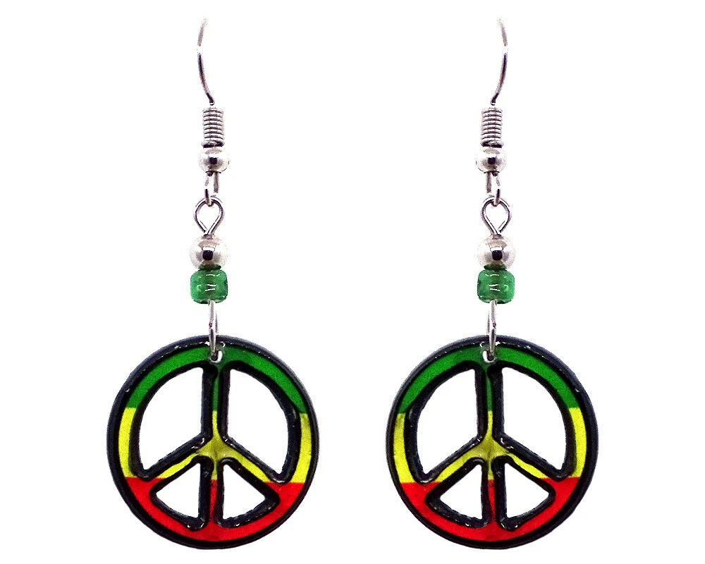 Rasta Colored Peace Sign Tattoos