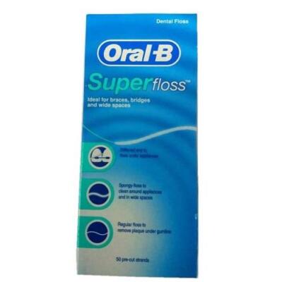 Oral-B Superfloss Super Dental Floss Braces Bridges - 50 Pre-cut ...