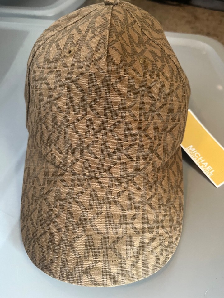 Michael Kors Monogram MK Logo Brown Baseball Cap Hat Adjustable Printed ...