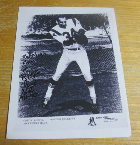 Chuck Shonta Autographed Signed 8.5X11 Photograph AFL Football Boston ...