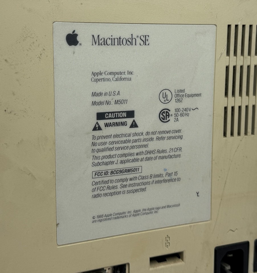 RARE Macintosh SE Model M5011 Original Apple Personal Home Computer ...
