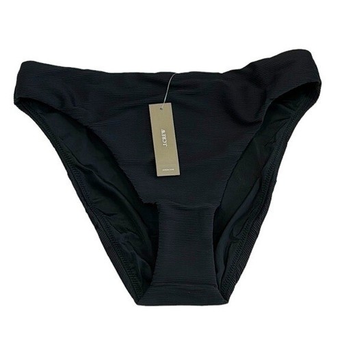 J. Crew Ribbed High Rise Cheeky Bikini Bottom Women's M Black 7864 ...