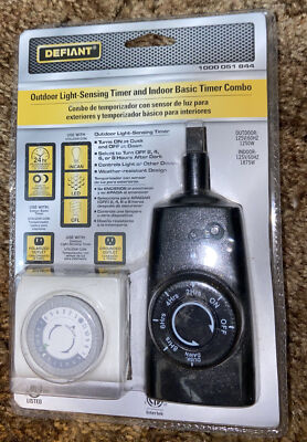 Defiant Outdoor Light Sensing Timer And Indoor Basic Timer Combo *2 | eBay