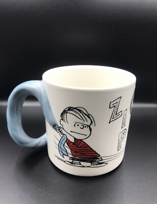 Hallmark Peanuts Ceramic Coffee Mug Linus Blue Blanket Handle Snoopy 17 ...