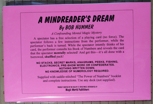 A Mindreader's Dream by Bob Hummer (Mental magic, back again years ...