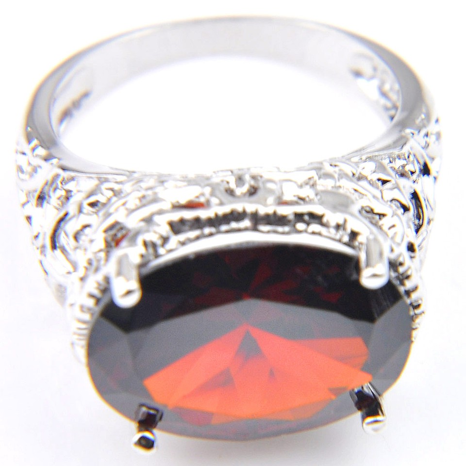 Awesome Birthday Gift Mystical Red Fire Garnet Gems Silver Woman Ring ...
