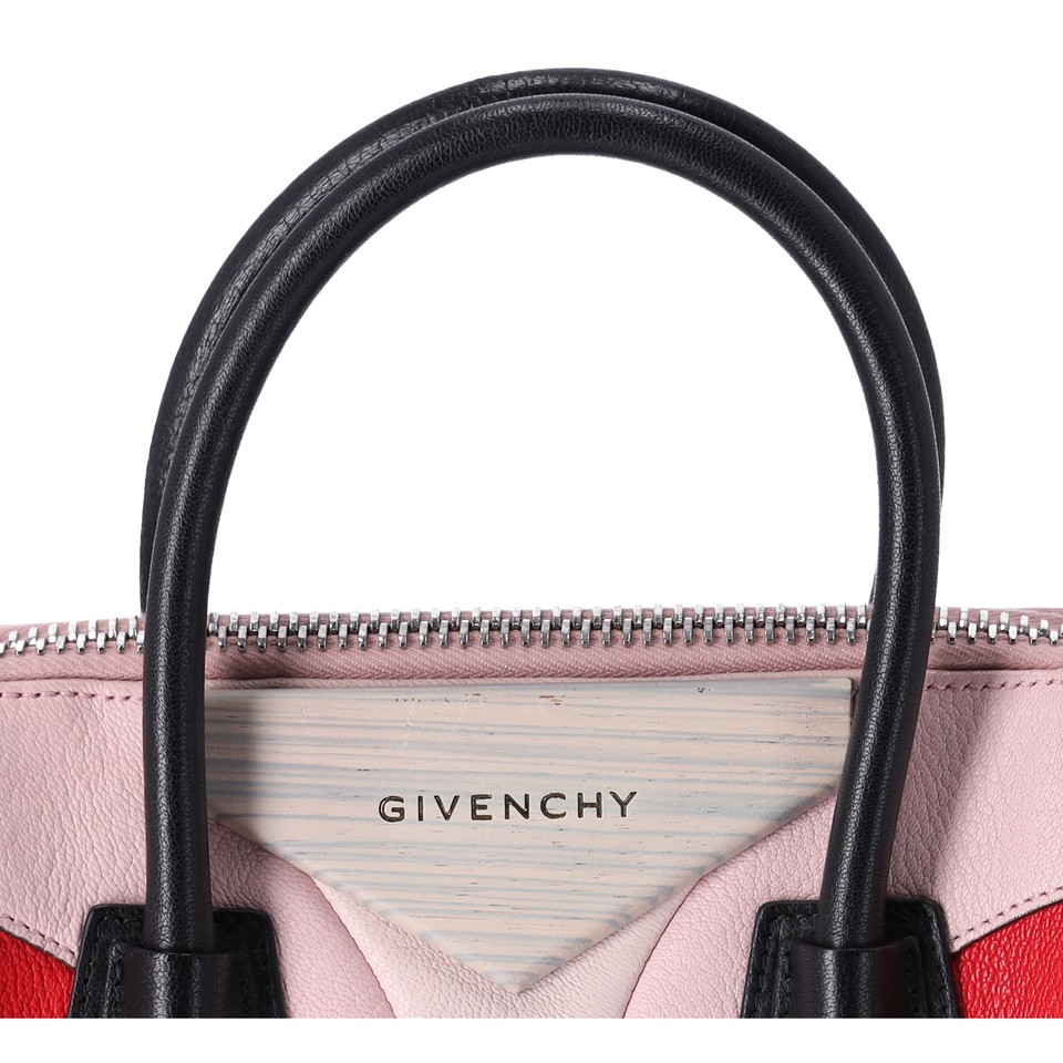 GIVENCHY Antigona Small Satchel Sugar Goatskin Tri-Color Red Pink Black ...