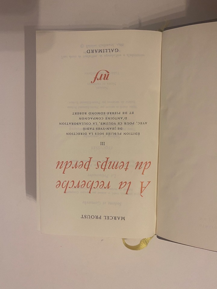 Marcel Proust — À la recherche du temps perdu — Édition de la Pléiade ...