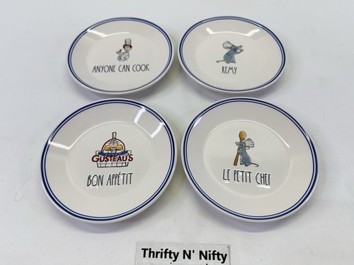 New SET OF 4 Rae Dunn Pixar Ratatouille Dessert Plates Remy 5.5” HTF ...