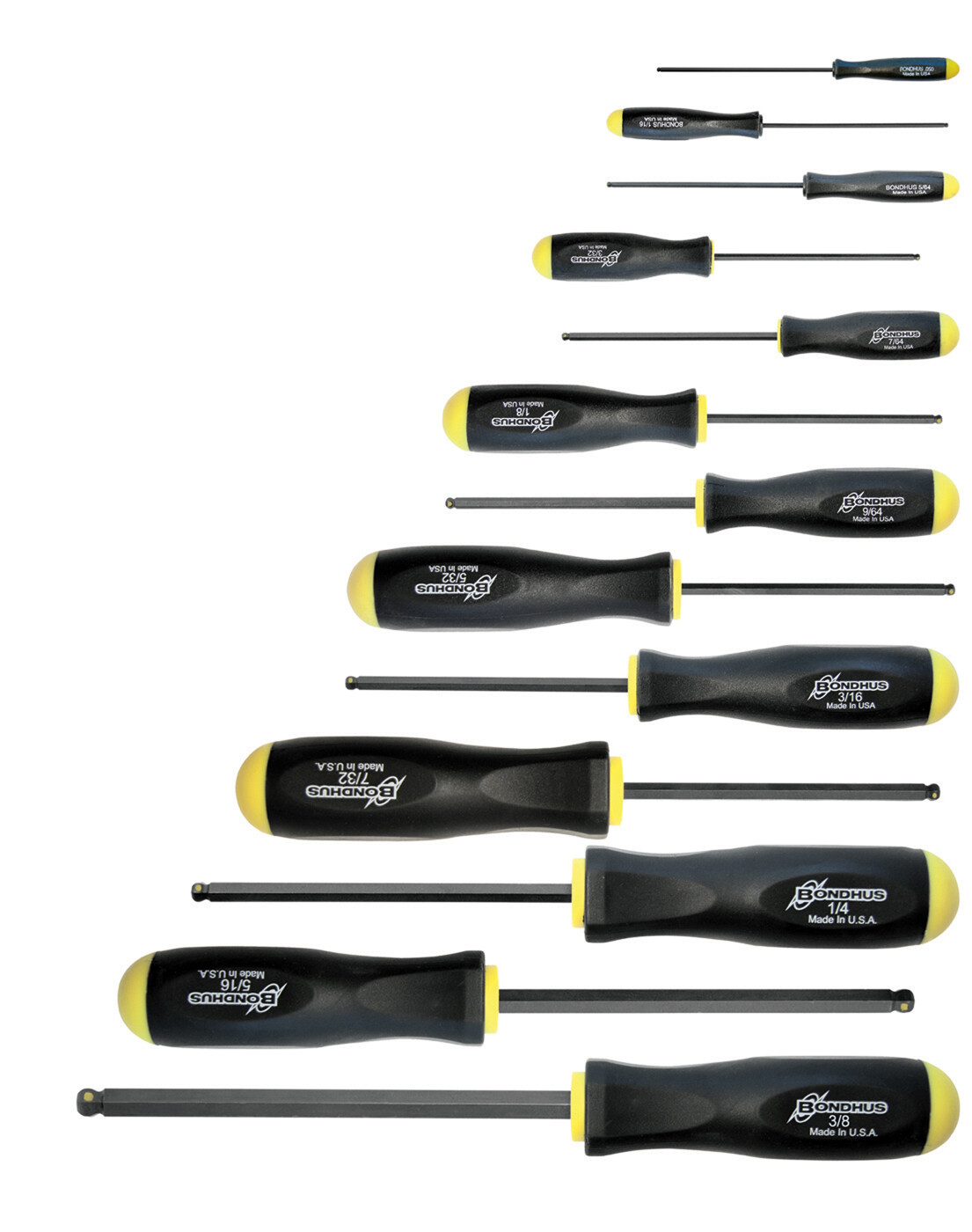 Hex Ball End 13pc Screwdriver Set .050"-3/8" ProHold™ Tip Bondhus USA ...