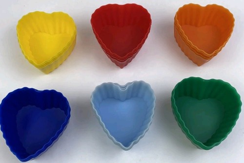 Multicolored Silicone Heart Baking Cups 24 Count | eBay