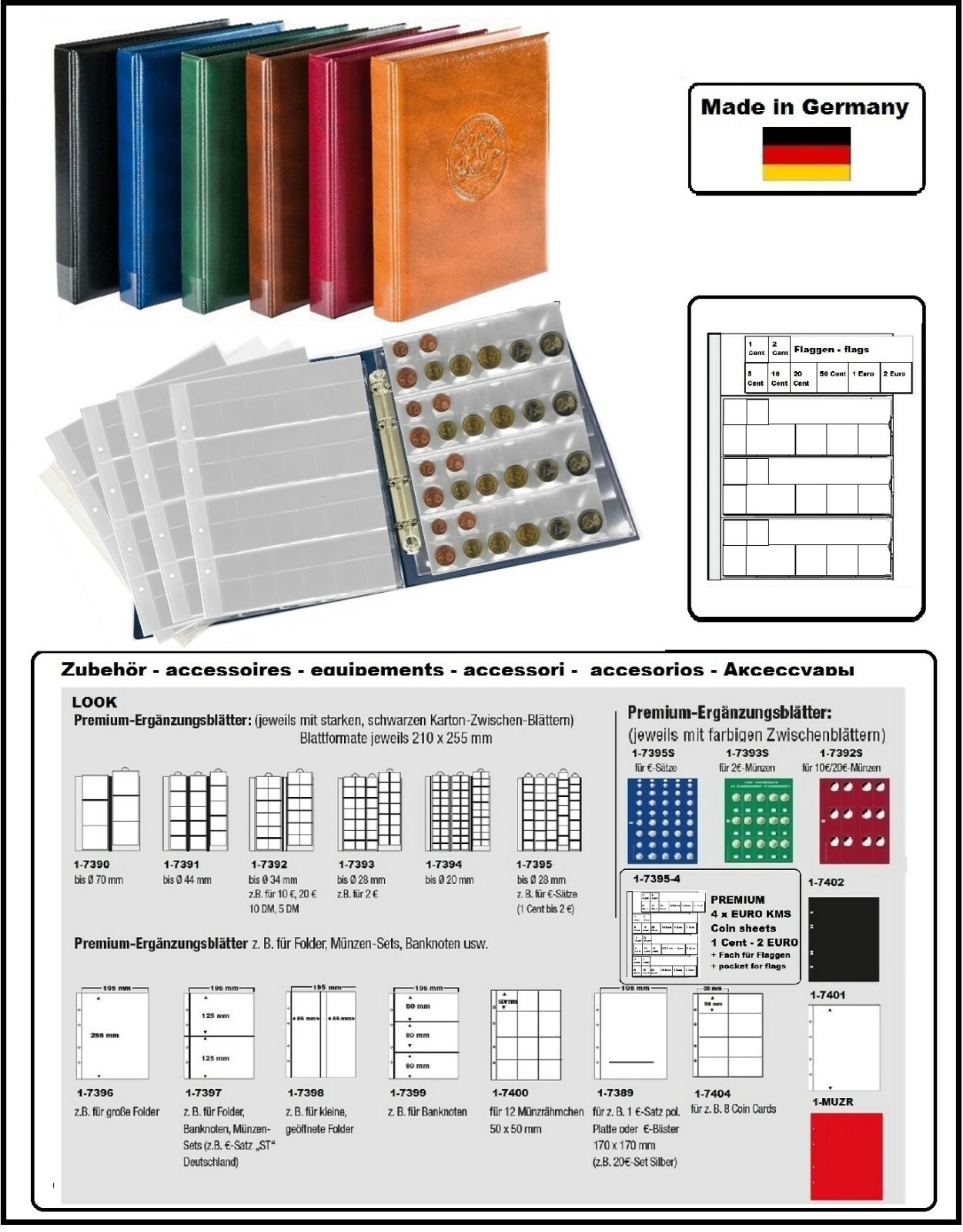 Look 1-7340-4-D Euro-Coin-Album Premium Dark Brown for 24 Currency Coin ...
