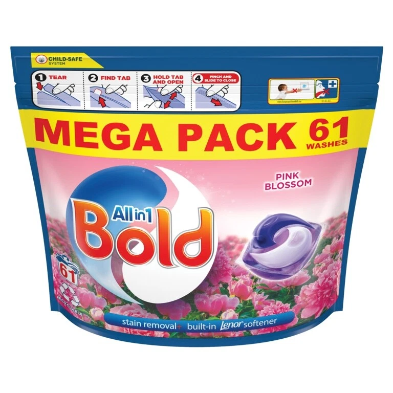 Bold All-in-1 Laundry MEGA PACK 63 X Pods/Washes Bloom, 50% OFF