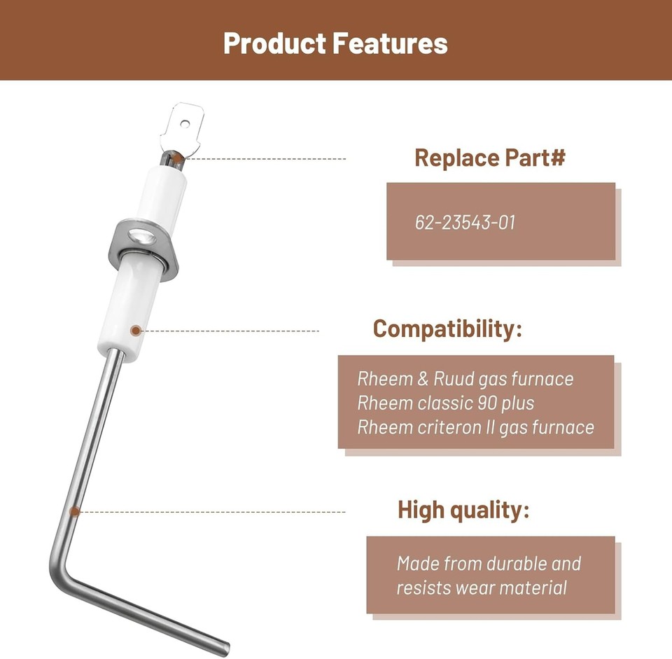 Flame Sensor Fit for Rheem Furnace - Igniter Sensing Rod 3 pack | eBay