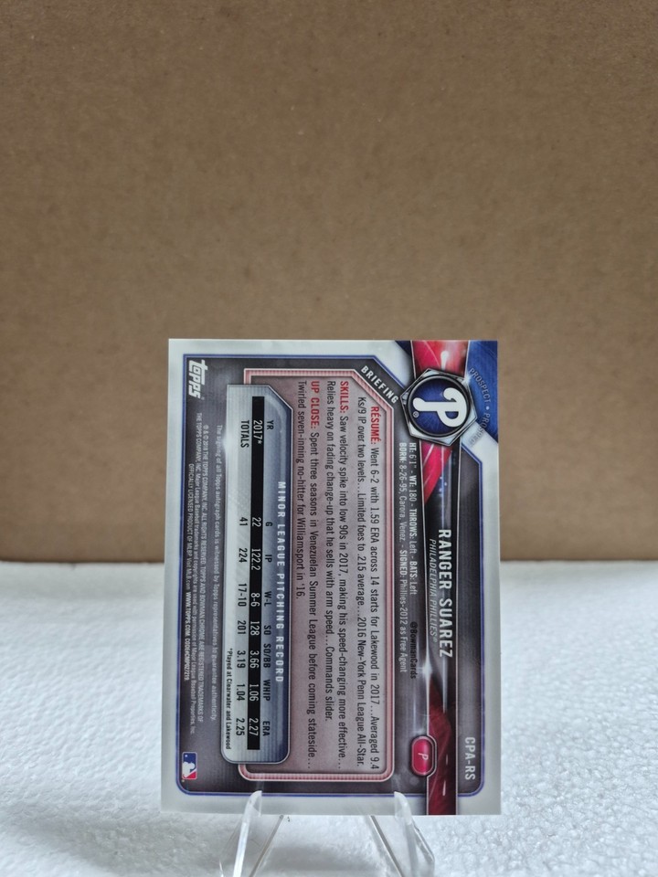 Ranger Suarez 2018 1st Bowman Chrome Auto Autograph Rc Prospect ...