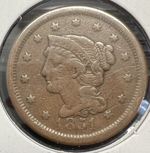1851 BRAIDED HAIR LARGE CENT CIRCULATED READ .ACTUAL COIN #C15763 | eBay