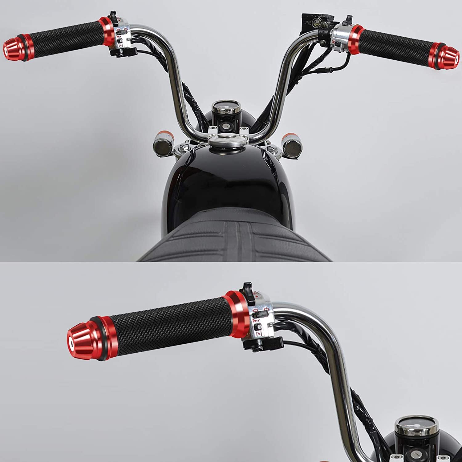 RED Motorcycle CNC 7/8" Handle Bar Hand Grip Gel For Yamaha YZF R6 R1 ...