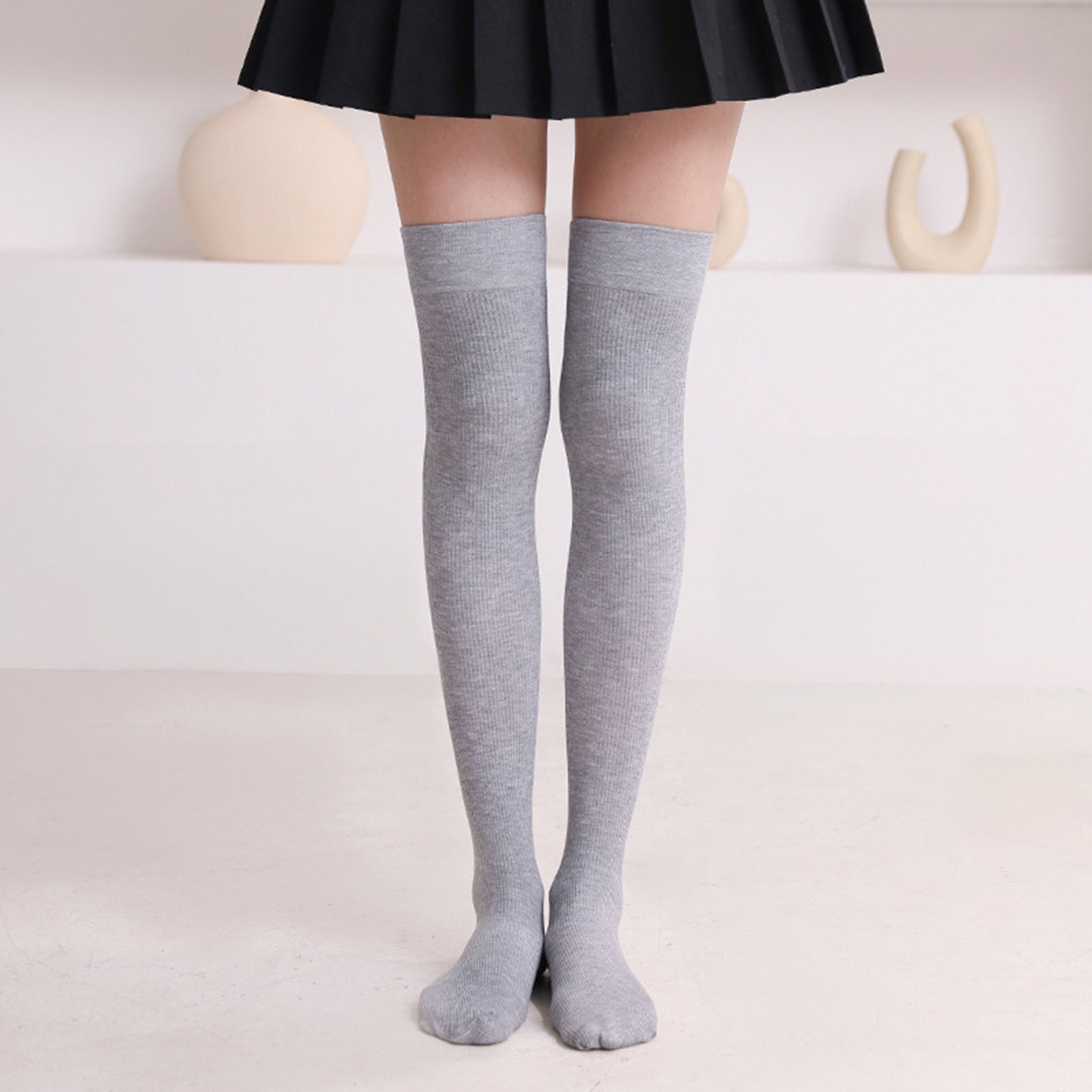 1 Pair Over Knee Socks Solid Color Keep Warm Multi-colors Women Winter ...