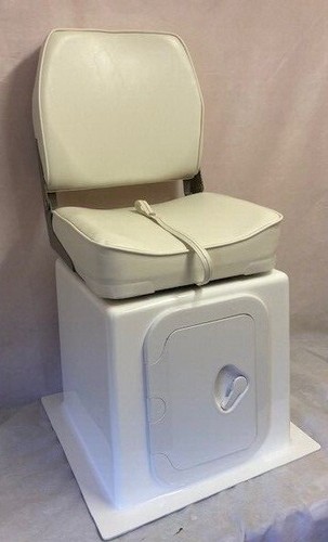 White Folding Boat Seat GRP seat storage box + hatch + 360° swivel | eBay