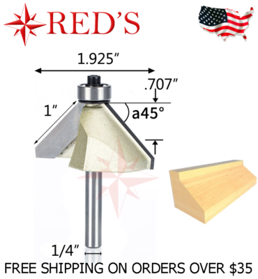 Tideway Carbide PRO LC02031604 1" 45 degree chamfer bearing router bit ...