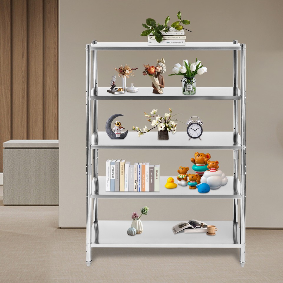 2/4/5-Tier Stainless Steel Shelf Rack Storage Shelving Unit Organizer ...
