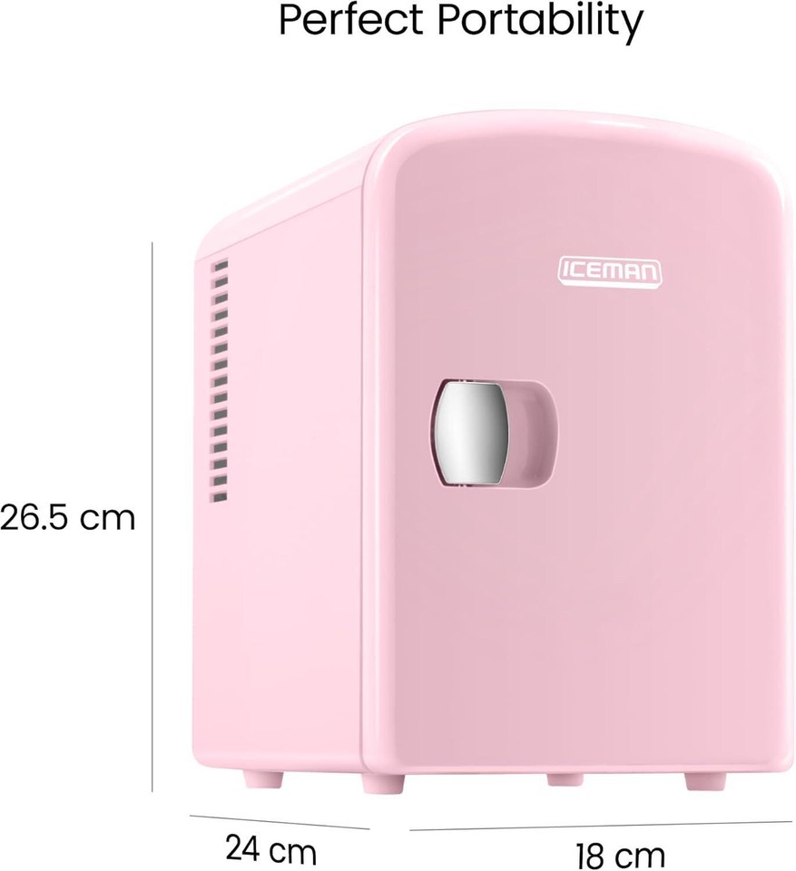 Chefman - Iceman Mini Portable Pink Personal Fridge Cools Or Heats And ...
