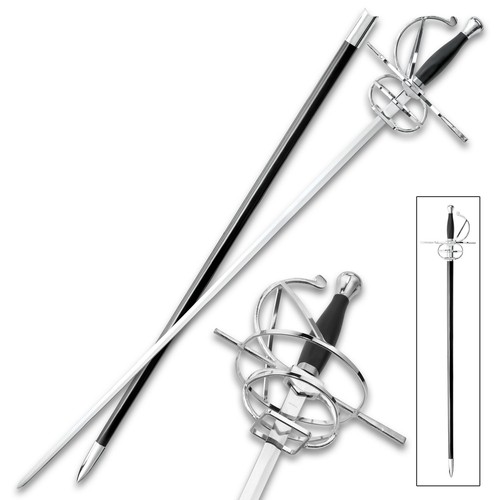 44" Medieval Renaissance Rapier Fencing Sword with Swept Hilt Guard ...