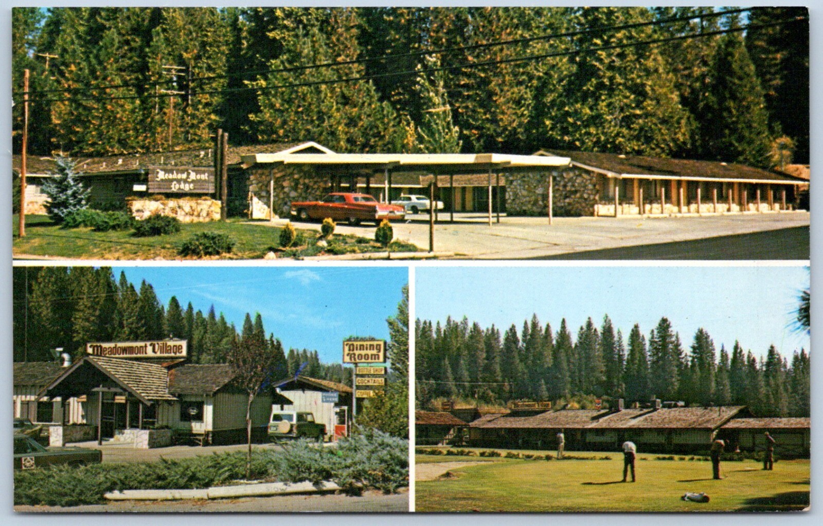 Postcard Arnold CA Meadowmont Village Motel Lounge Dining Golf ...