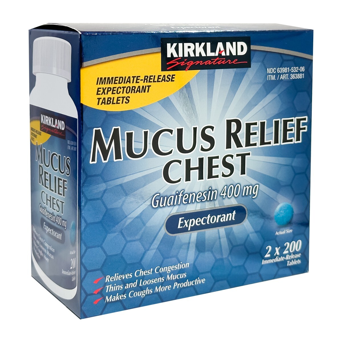 Kirkland Signature Mucus Relief Guaifenesin 400mg Expectorant 400 tablets 10/25+ 96619363889| eBay