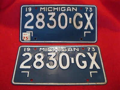 1973-1975 Michigan License Plates-PAIR: #2830-GX Light TRUCK Plates | eBay