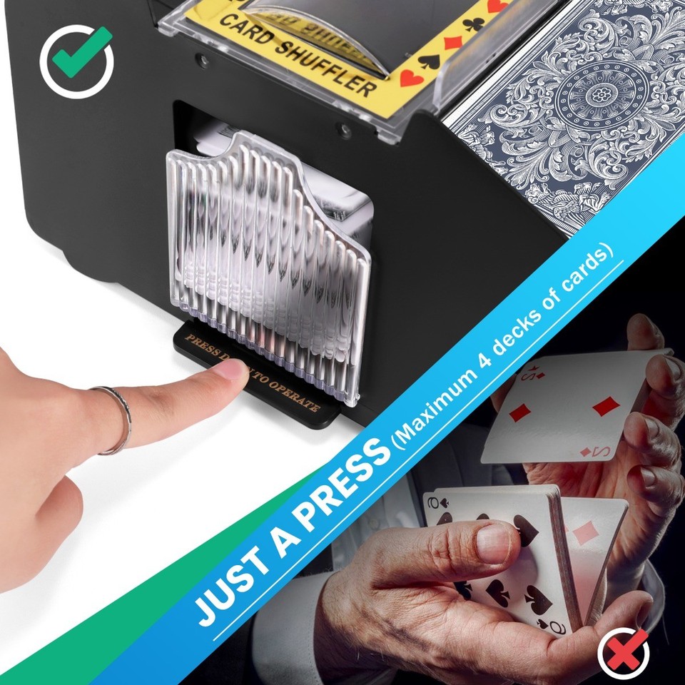 Automatic Card Shuffler 1-4 Decks USB & Battery Operated Card Dealer ...