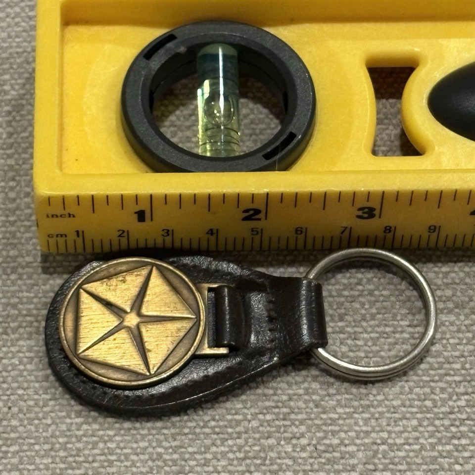 Vintage Chrysler Pentastar Emblem Leather & Brass Keychain VIP Delivery ...