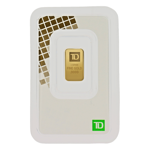 1 Gram Gold Bar TD Toronto Dominion Bank .9999 Gold 24 Karat Sealed | eBay