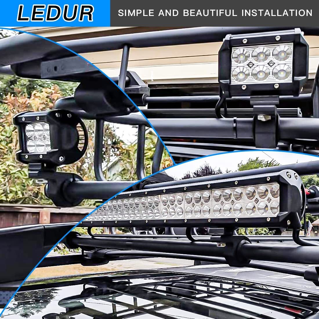 New Horizontal 0.75/1/1.25" ATV UTV Off-Road Light Bar Clamp Mount ...