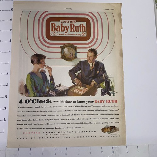 VTG Ad Candy Baby Ruth Curtiss Chicago 1928 Liberty White Wrapper ...