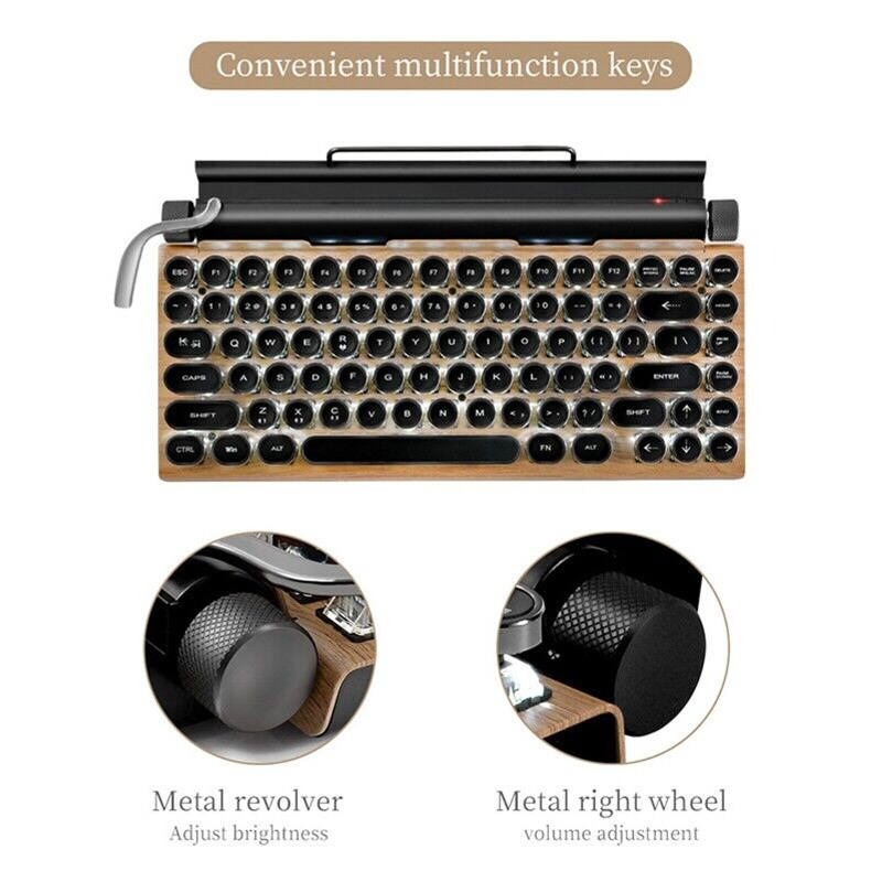 Retro Typewriter Keyboard Wireless Bluetooth Mechanical Keyboards 83 ...