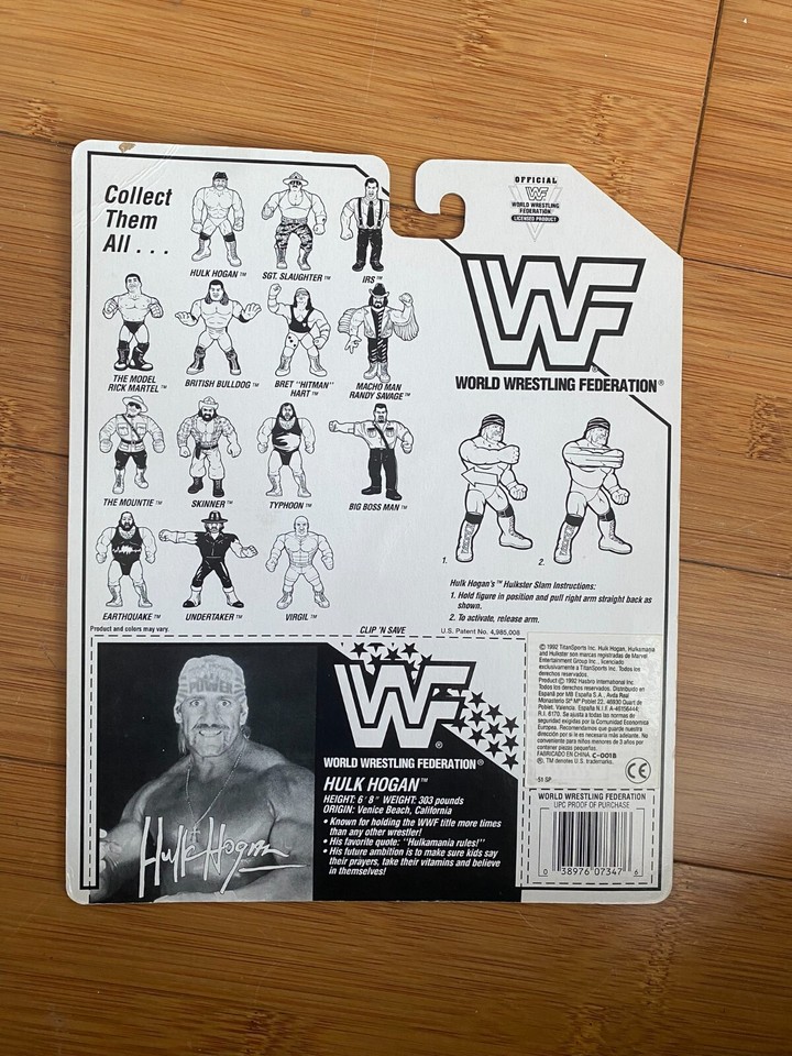 WWE HULK HOGAN HASBRO WRESTLING ACTION FIGURE BACKING CARD WWF SERIES 5 ...