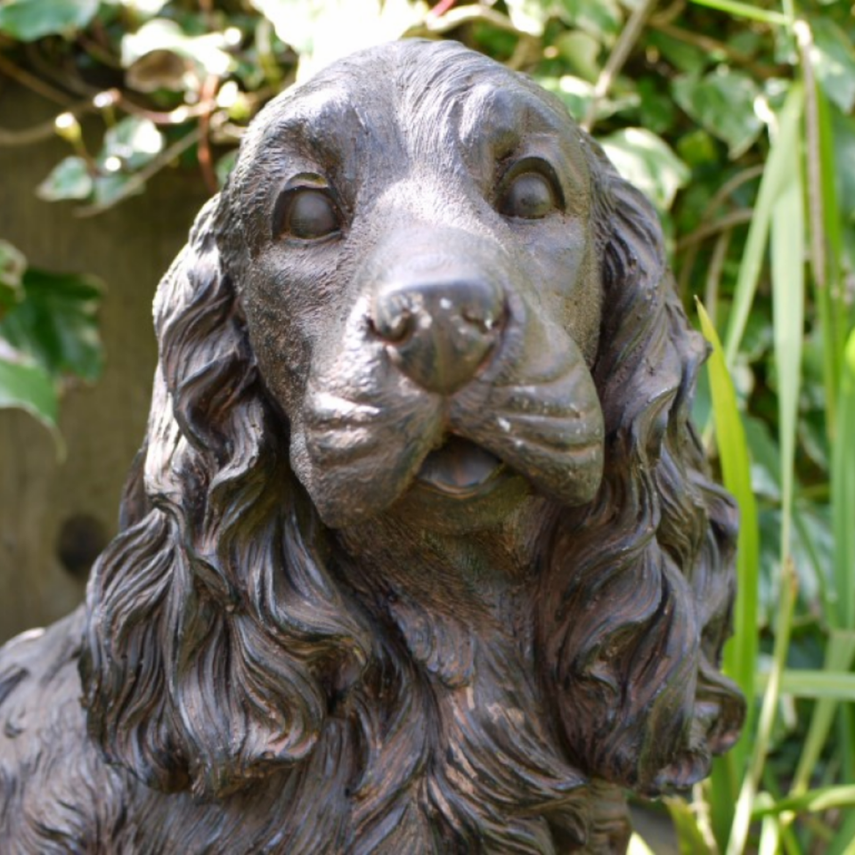 Dog Statue Cocker Spaniel Home Garden Sculpture Resin Animal Figurine ...