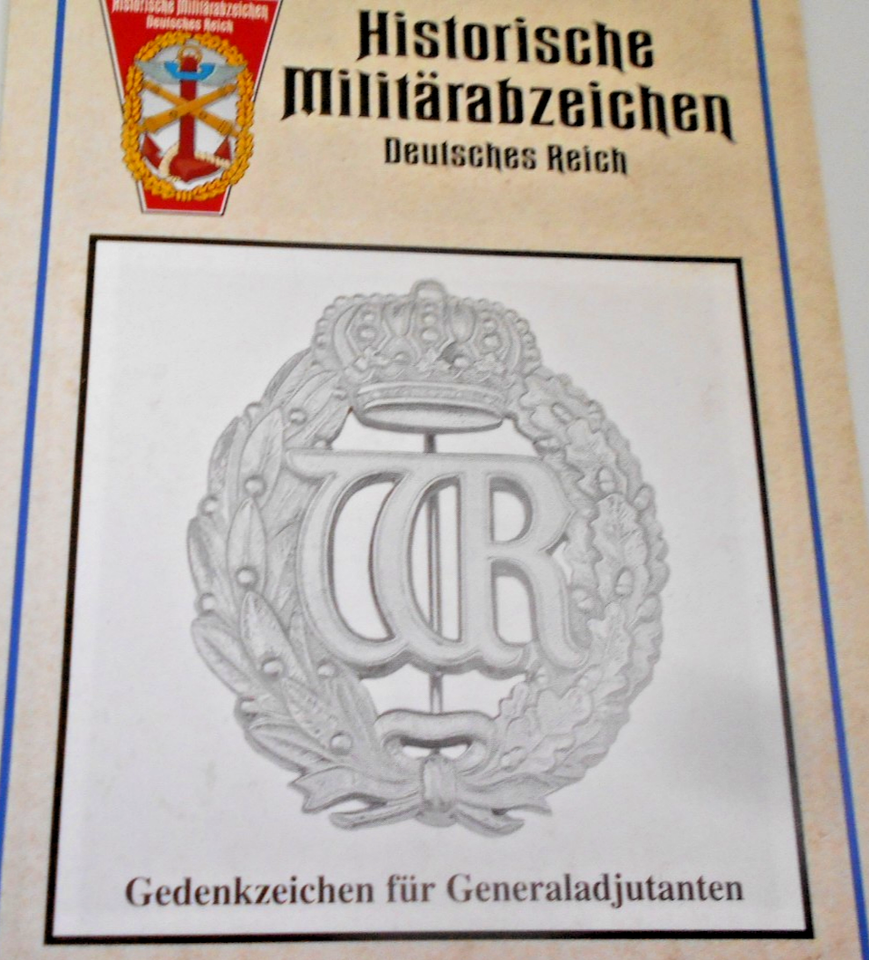 WW1 IMPERIAL GERMAN MILITARY MEDAL / BADGE "Memorial for the Adjutant ...