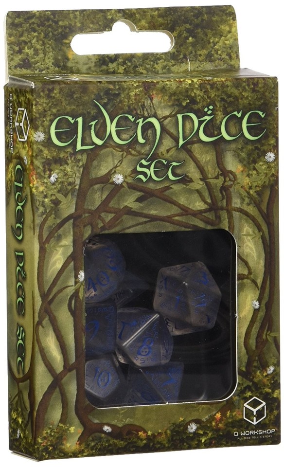 Q-Workshop Elvish Dice Set Transparent/Blue (7 Piece Set) | eBay