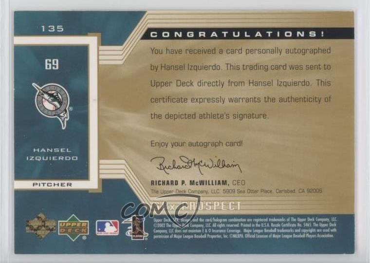 2002 SPx Prospect Auto Hansel Izquierdo #135 Rookie Auto RC | eBay