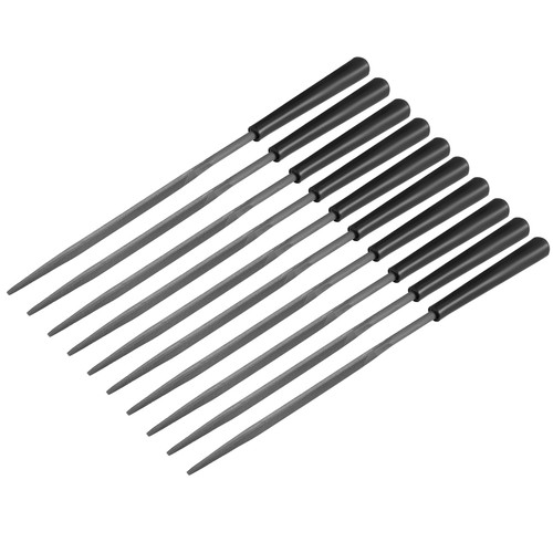 10Pcs Second Cut Steel Triangular Needle File with Plastic Handle 3mm x ...