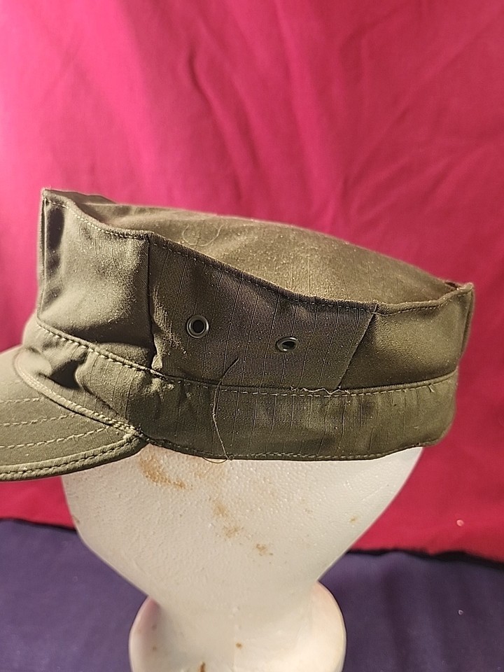 USMC OD Green 8-Point Cover - Marine Corps 1960's Sateen Utility Cap ...