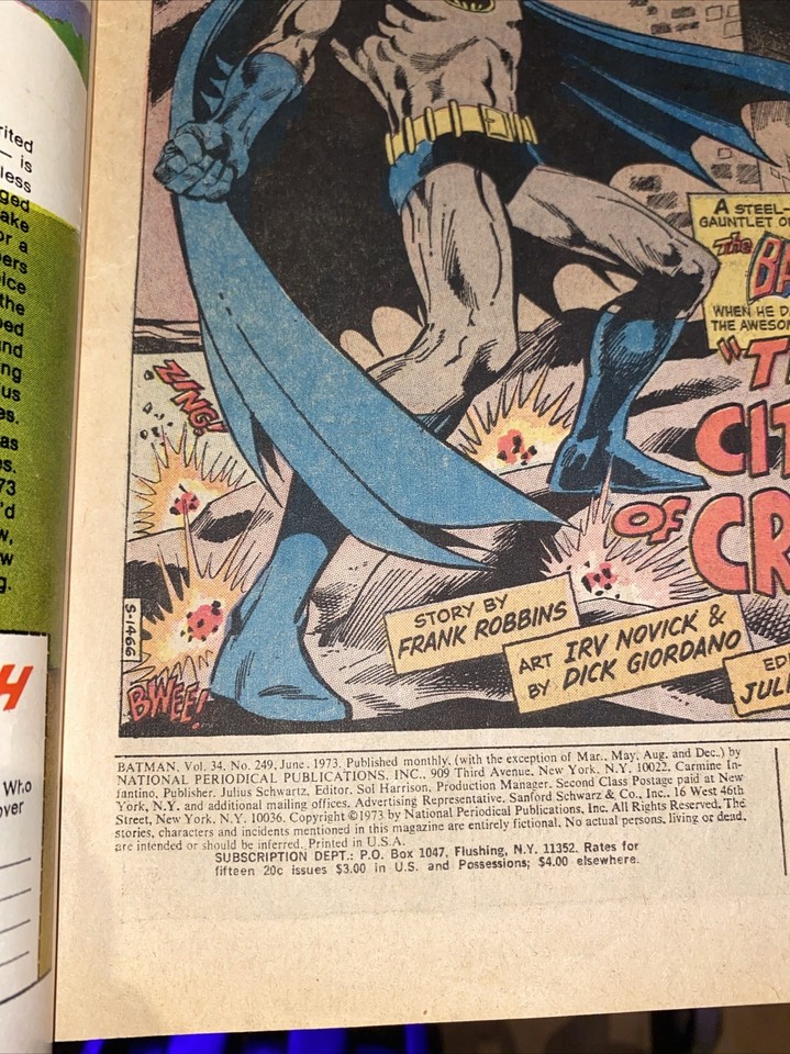 Batman #249 DC 1973 Comic - Secret Arsenal of the Underworld | eBay