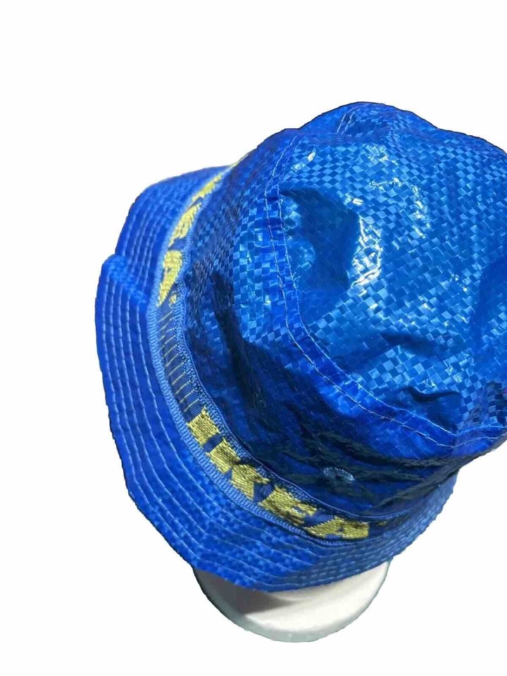 IKEA Bucket Hat Rain Fisherman Blue Wide Brim Cap Logo Limited Edition ...