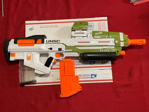 Modded!! High Power NERF Halo MA40 Motorized Dart Blaster 120 FPS extra ...