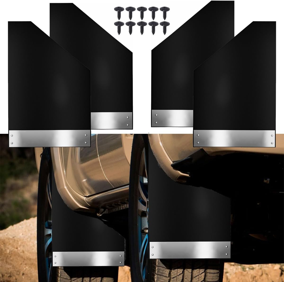 4PCS Universal Mud Flaps Splash Guards Car Mudguard with Night ...