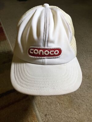 Vintage Conoco Baseball Hat Ball Cap White Snapback Trucker | eBay